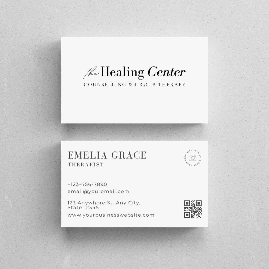 Therapist Business Cards, Canva Template, Editable, Professional and ...