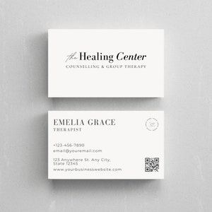 Therapist Business Card Template: Minimalist Design, Editable in Canva ...