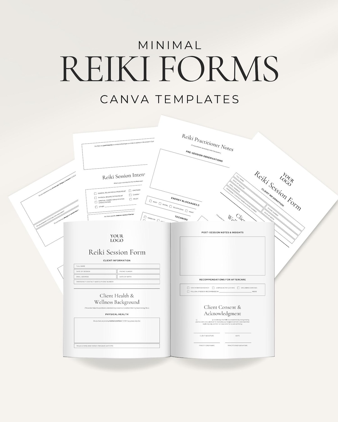 Editable Reiki Session Forms, Canva Template: Client Intake, Consent ...