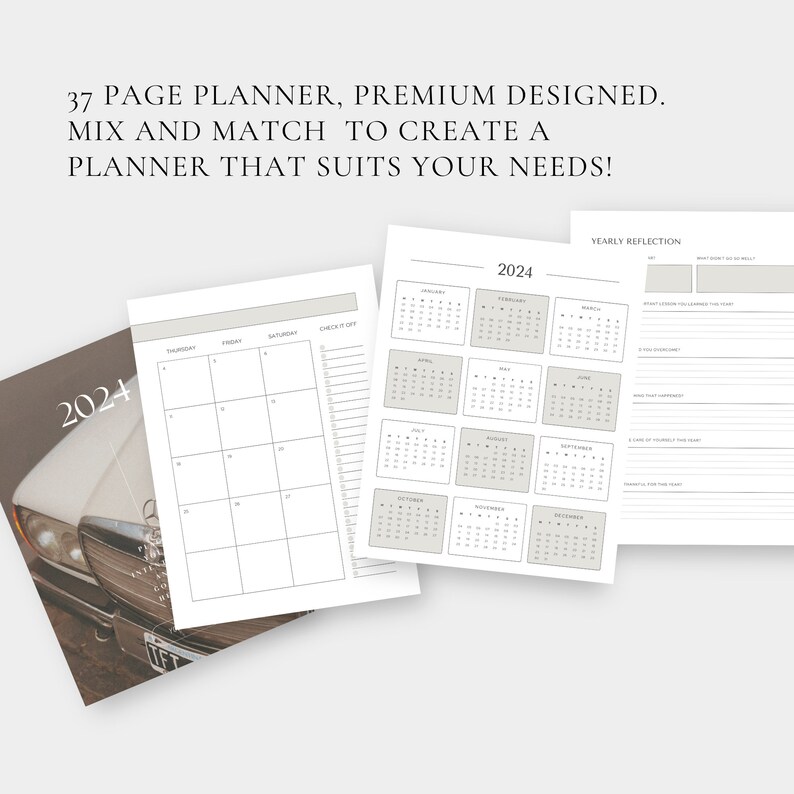 2024 Printable Planner Personalize in Canva Minimalist - Etsy