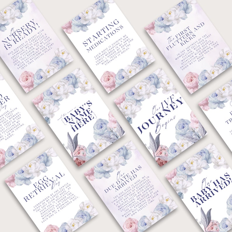 IVF Milestone Cards, Canva Template, Printable Pregnancy Cards, Doula ...