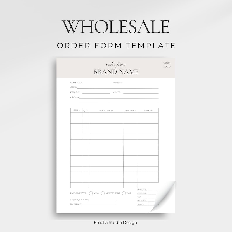 Wholesale Order Form, Order Sheet Template, Small Business Essentials ...
