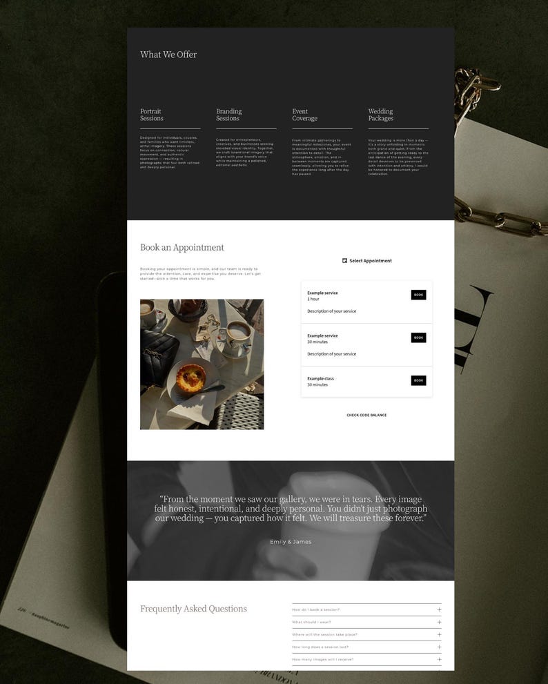 Photography Squarespace Template | Minimal Editorial Portfolio Website ...