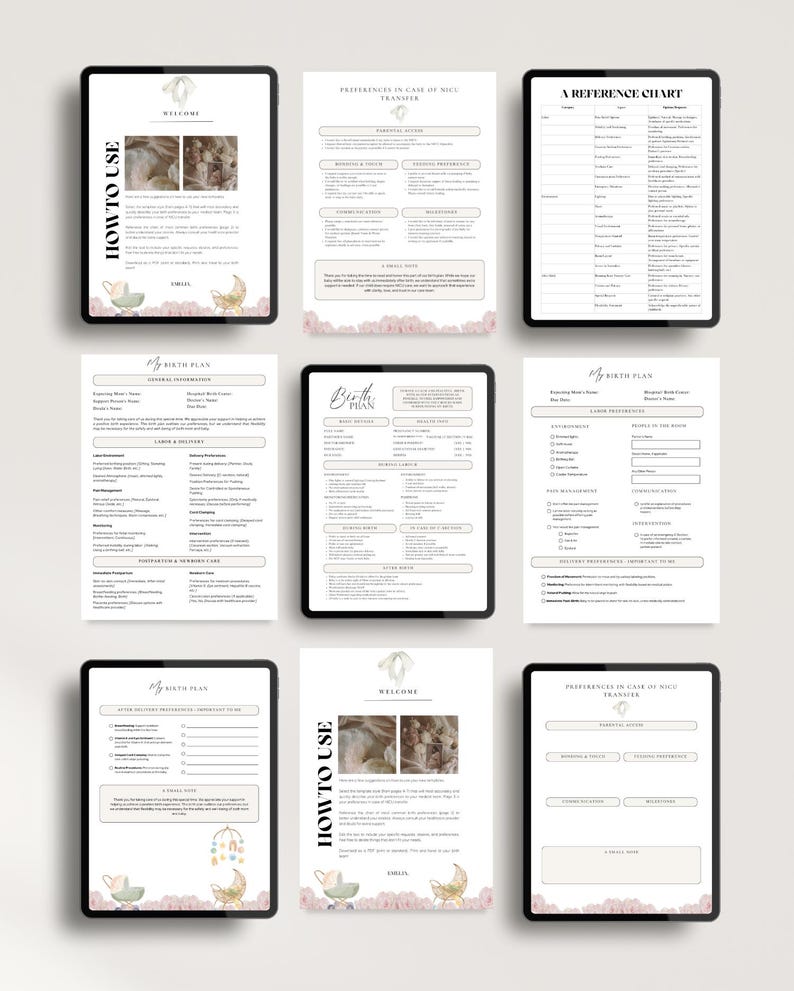 Comprehensive Birth Plan, Canva Template: Printable Birthing Planner ...