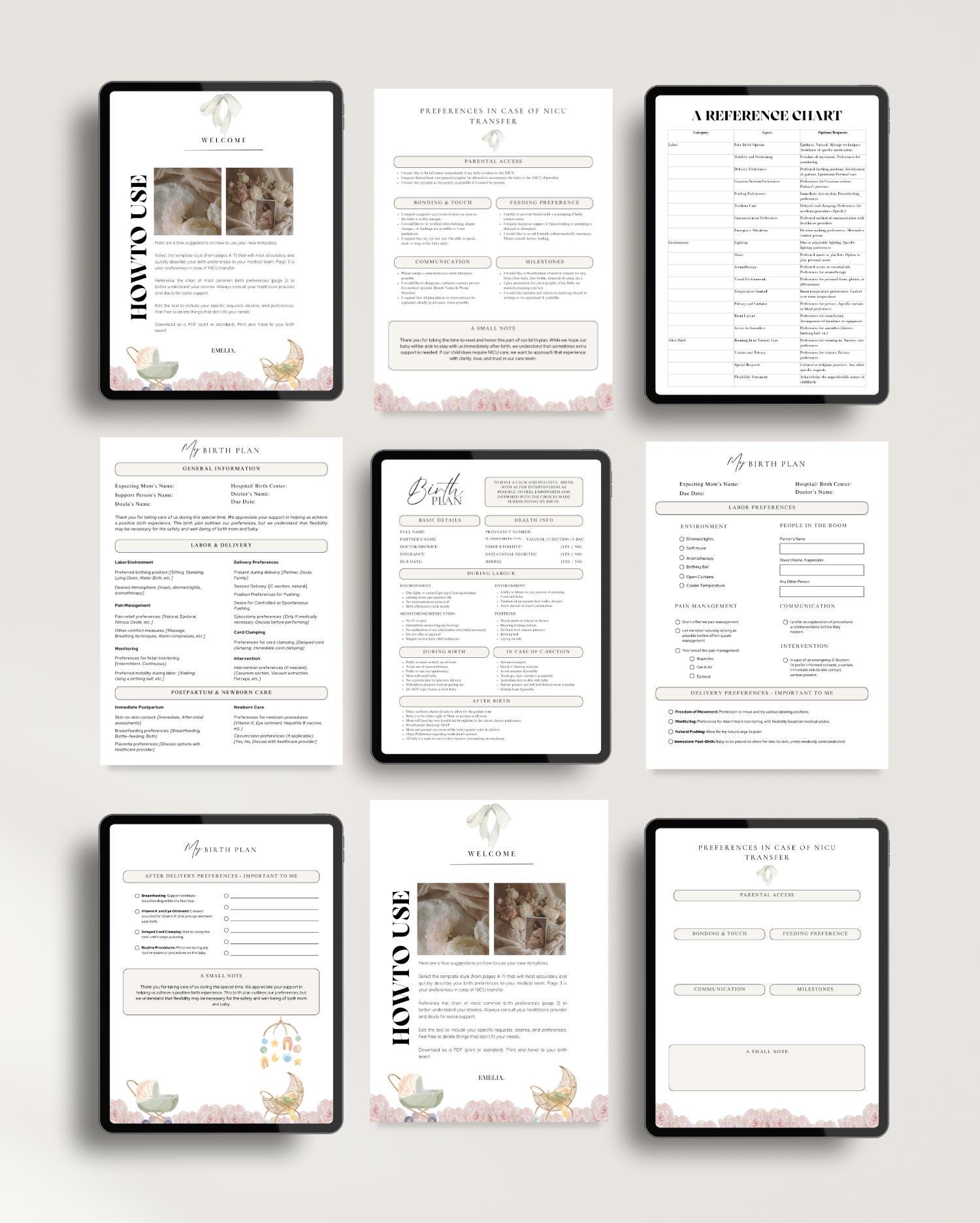 Comprehensive Birth Plan, Canva Template: Printable Birthing Planner ...
