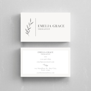 Therapist Business Card Template: Minimalist Design, Editable in Canva ...