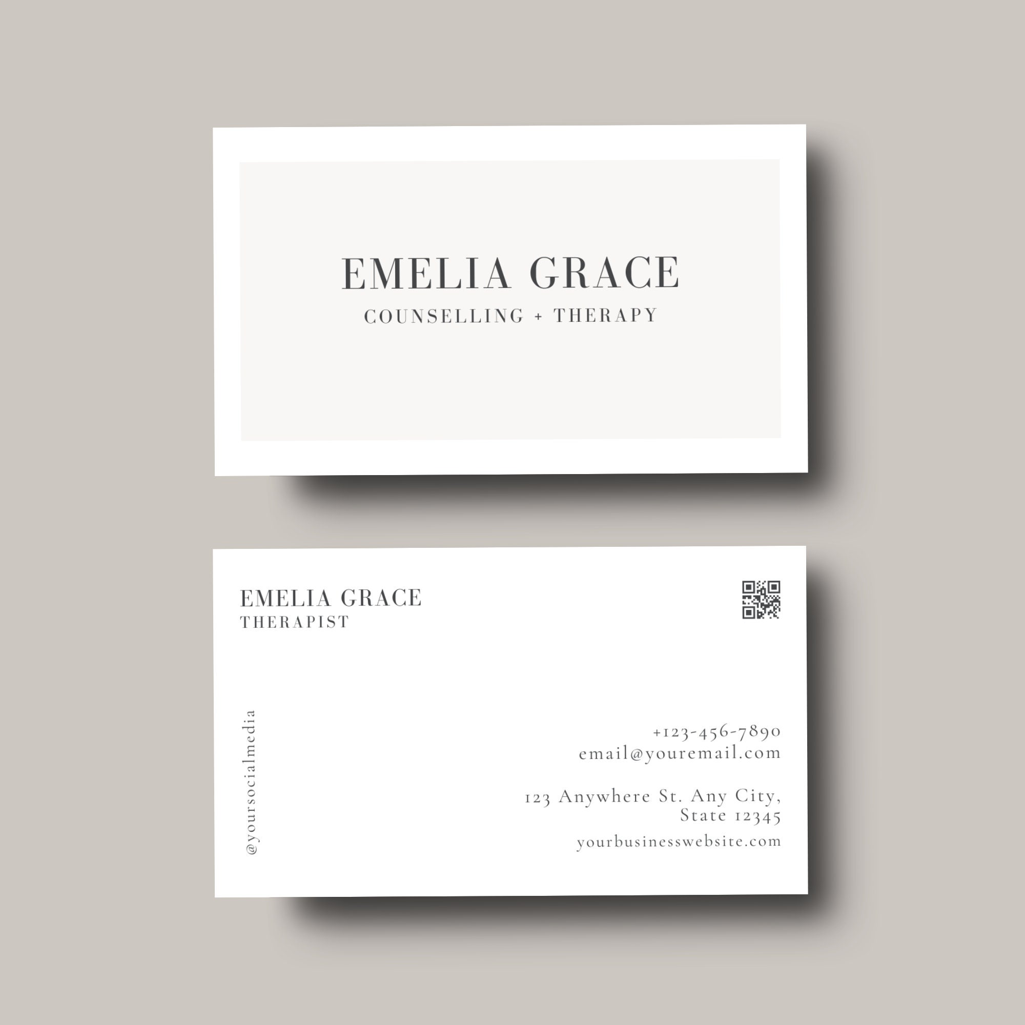 Therapist Business Cards, Canva Template, Editable, Professional and ...