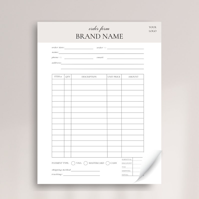Wholesale Order Form, Order Sheet Template, Small Business Essentials ...