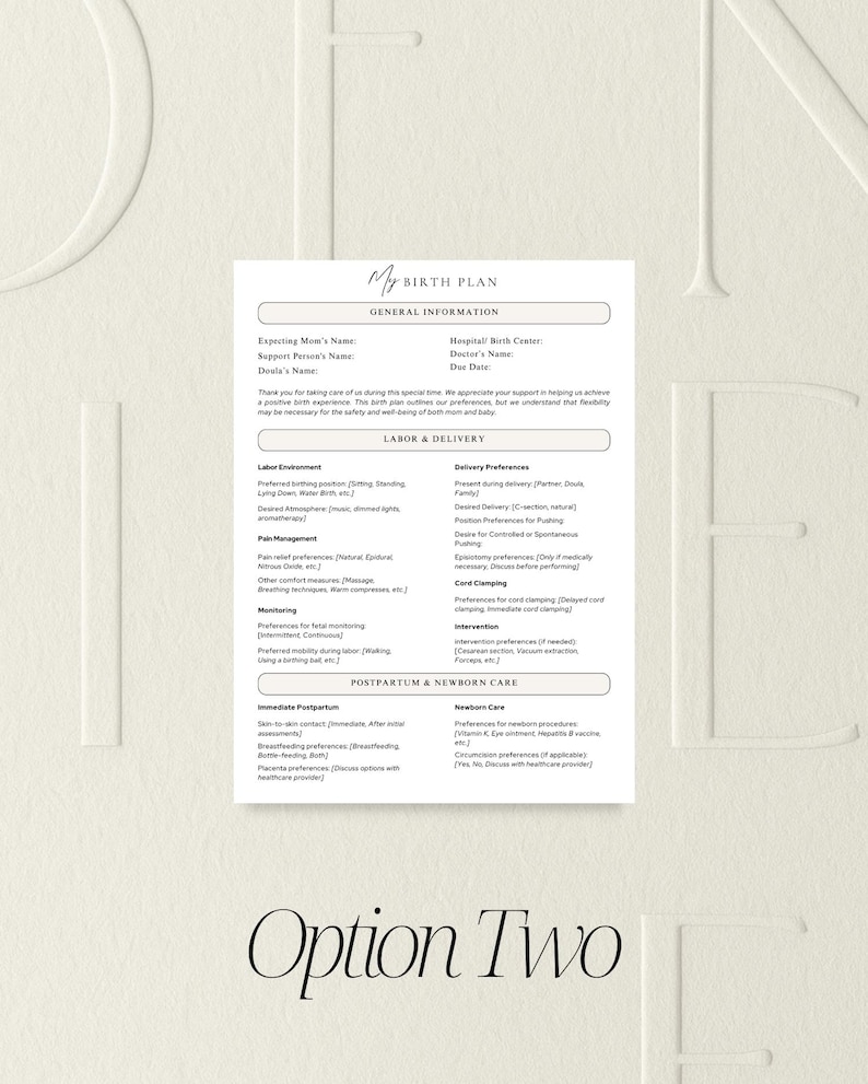 Comprehensive Birth Plan, Canva Template: Printable Birthing Planner ...