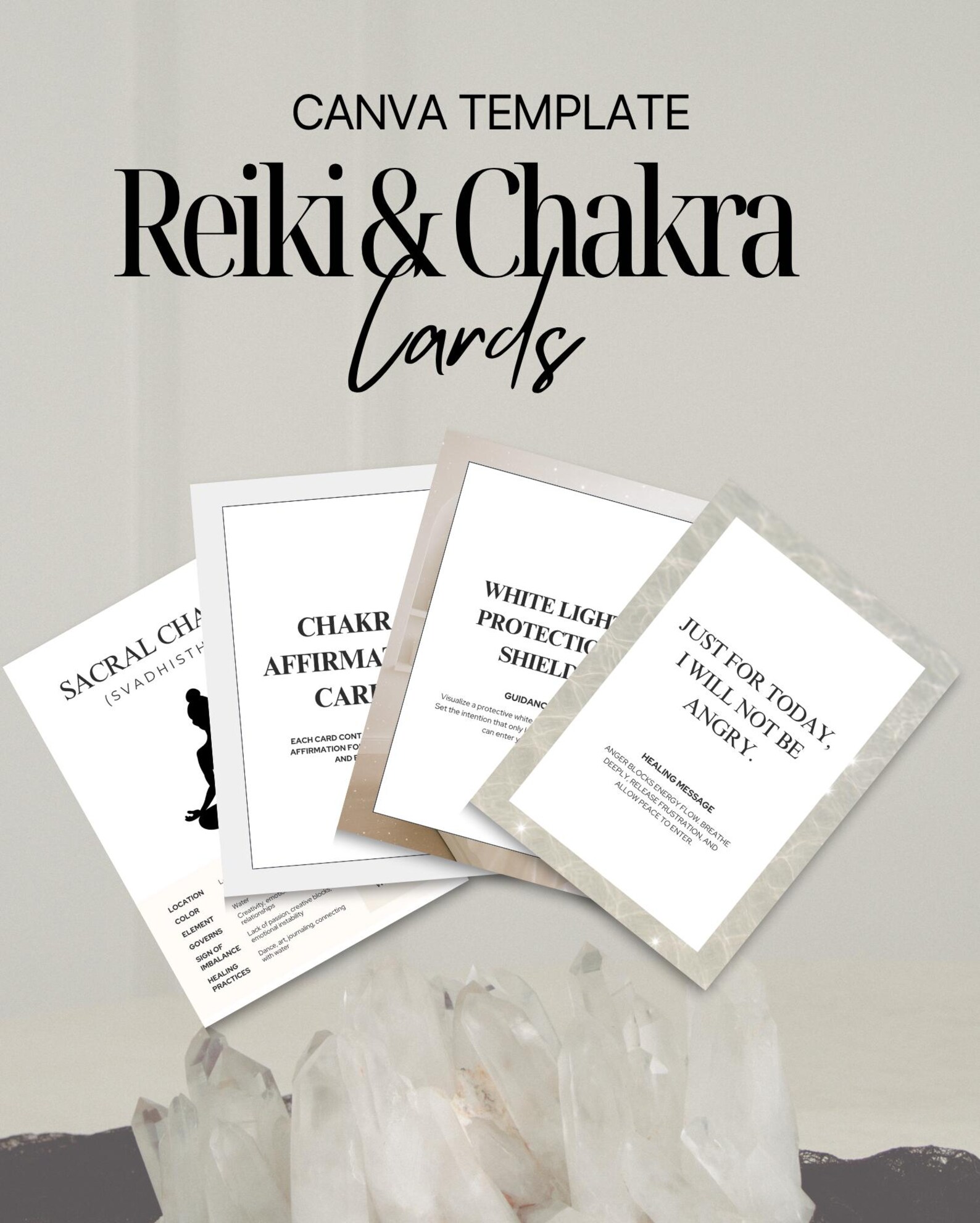 Reiki Chakra Affirmation Cards: Editable Canva Healing Deck (digital ...