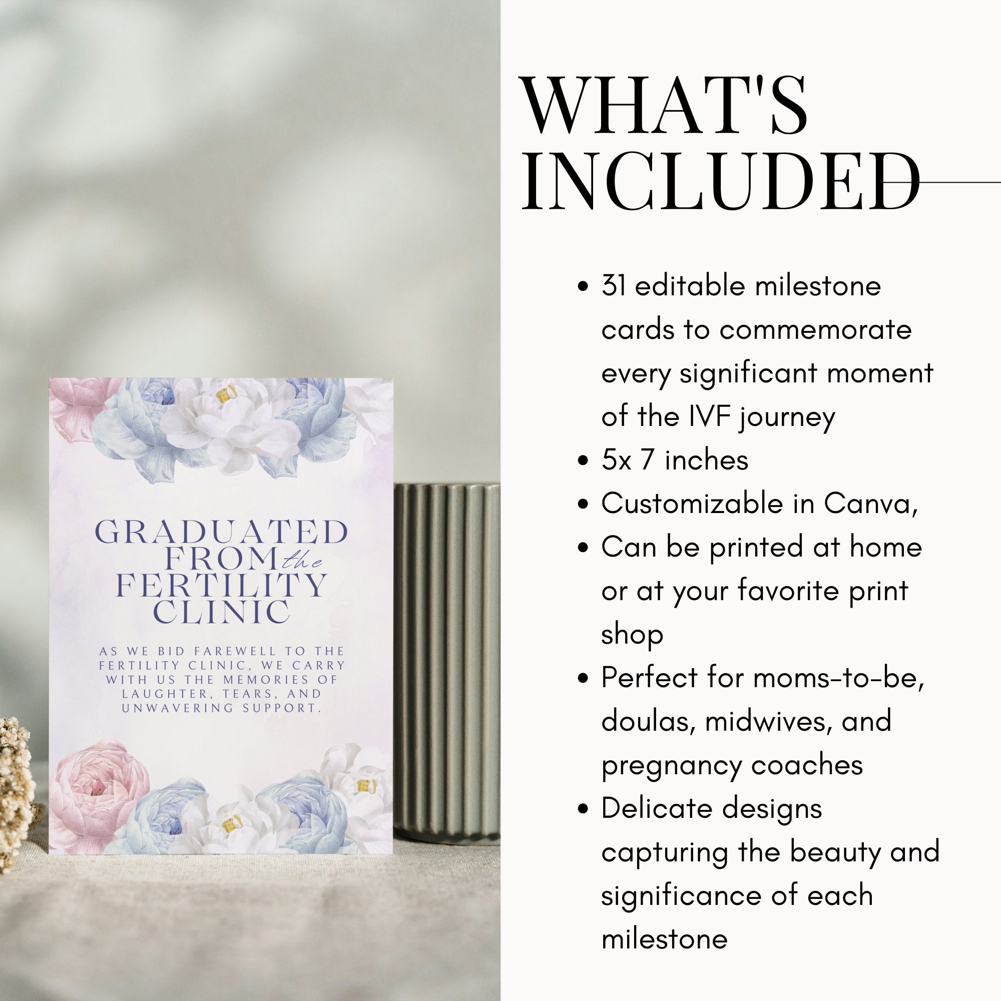 IVF Milestone Cards, Canva Template, Printable Pregnancy Cards, Doula ...