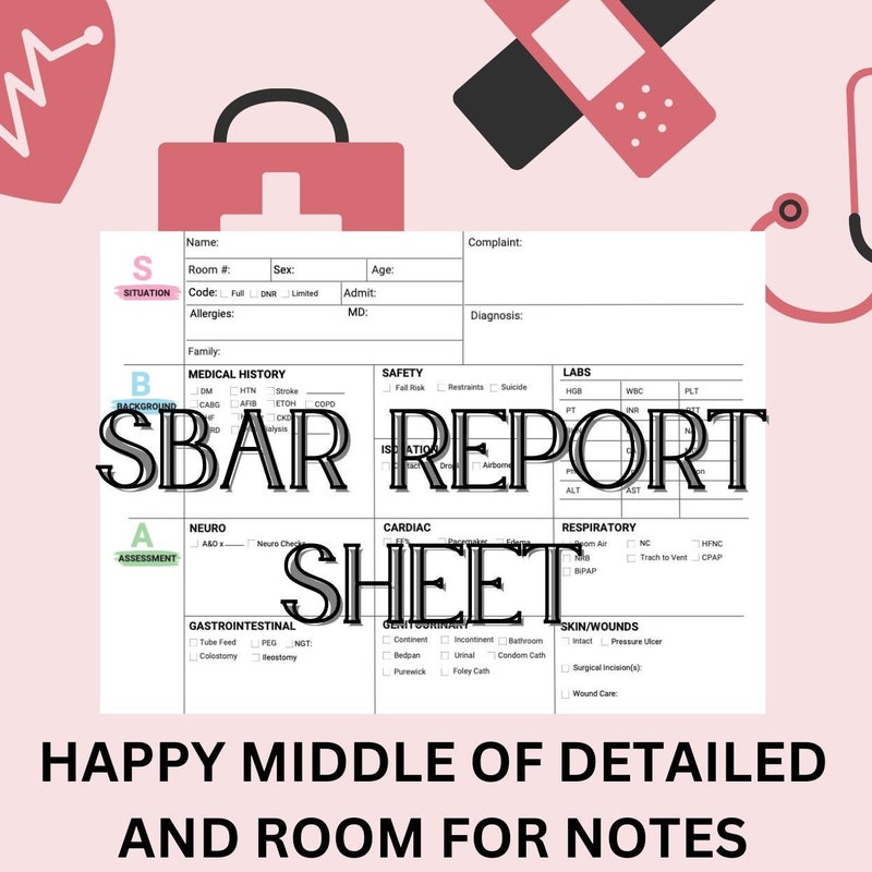 Sbar Nurse Report Sheet - Etsy