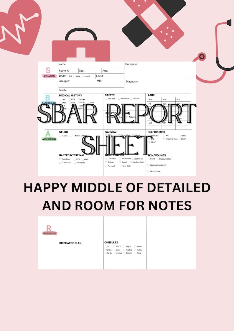 SBAR Nurse Report Sheet: Step-down ICU (PDF) - Etsy