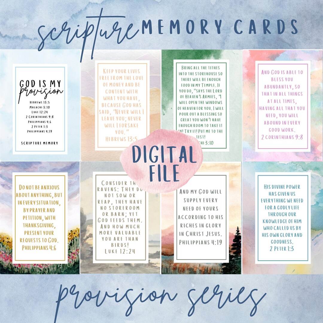 Christian Scripture Memory Cards | PROVISION SERIES | Digital Download ...