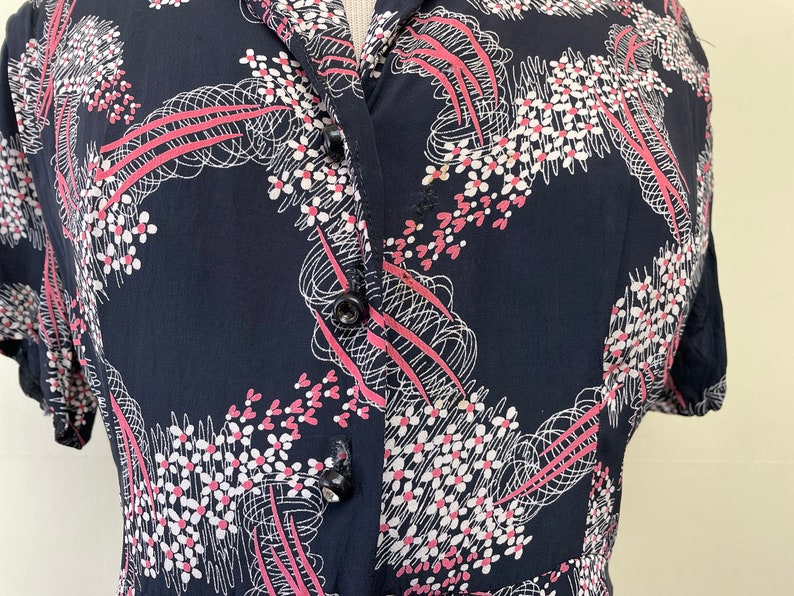 Vintage Rayon 1940"s Peplum Dress - Etsy