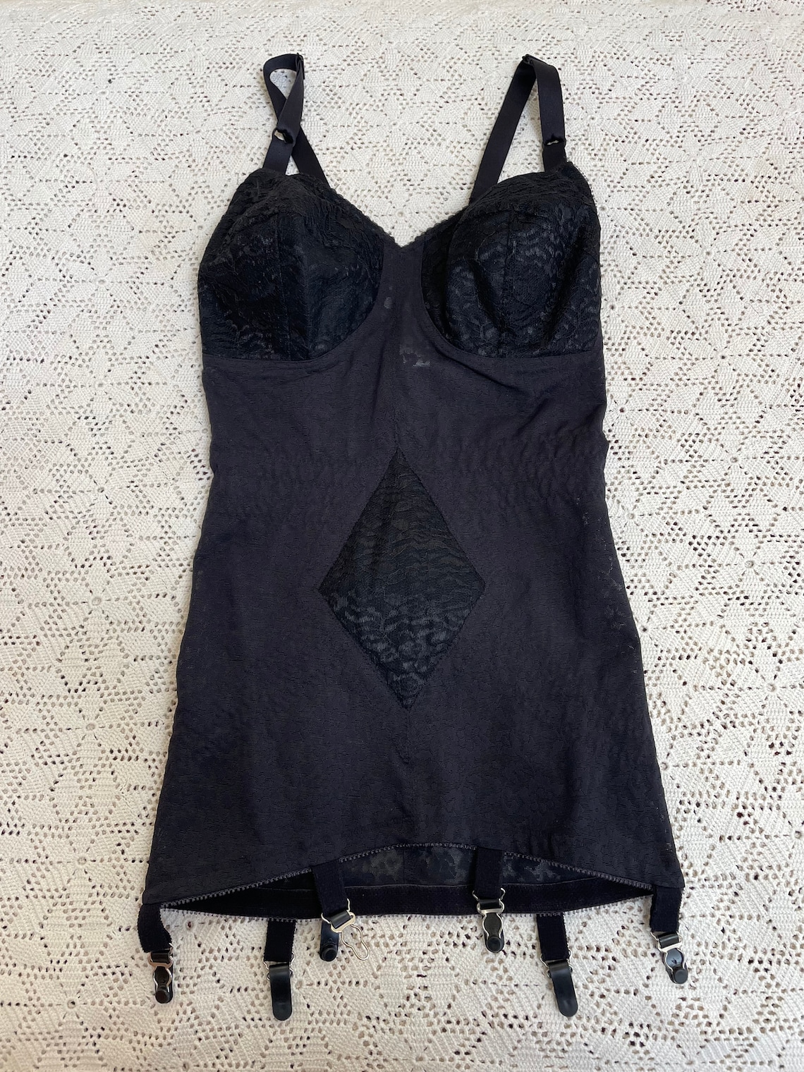 Vintage Lingerie Corset, Girdle, Bra, Garter, Combo Shape Wear Black ...