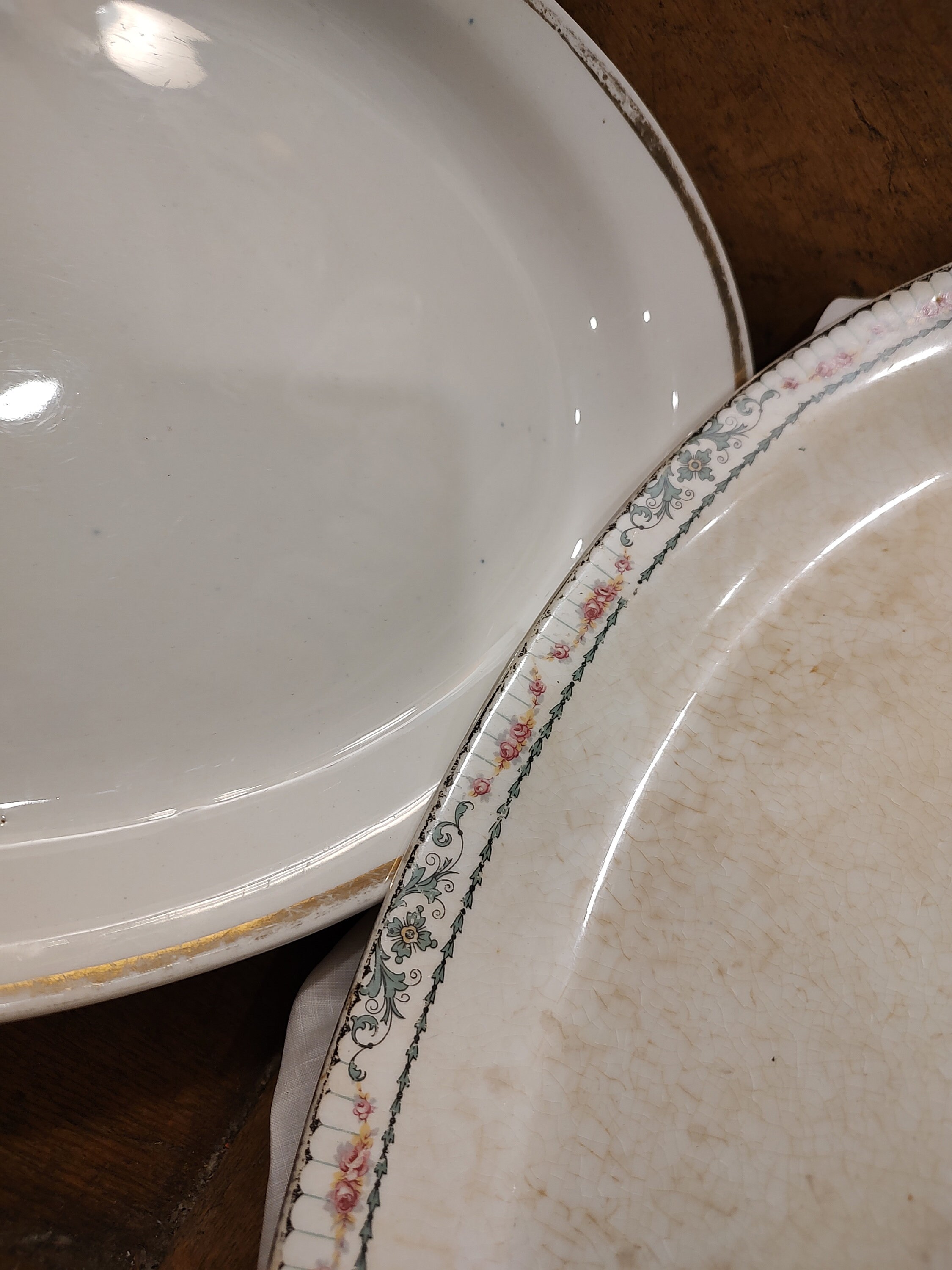 Pair of Ironstone Platters Antique/vintage Homer Laughlin, White/gold ...