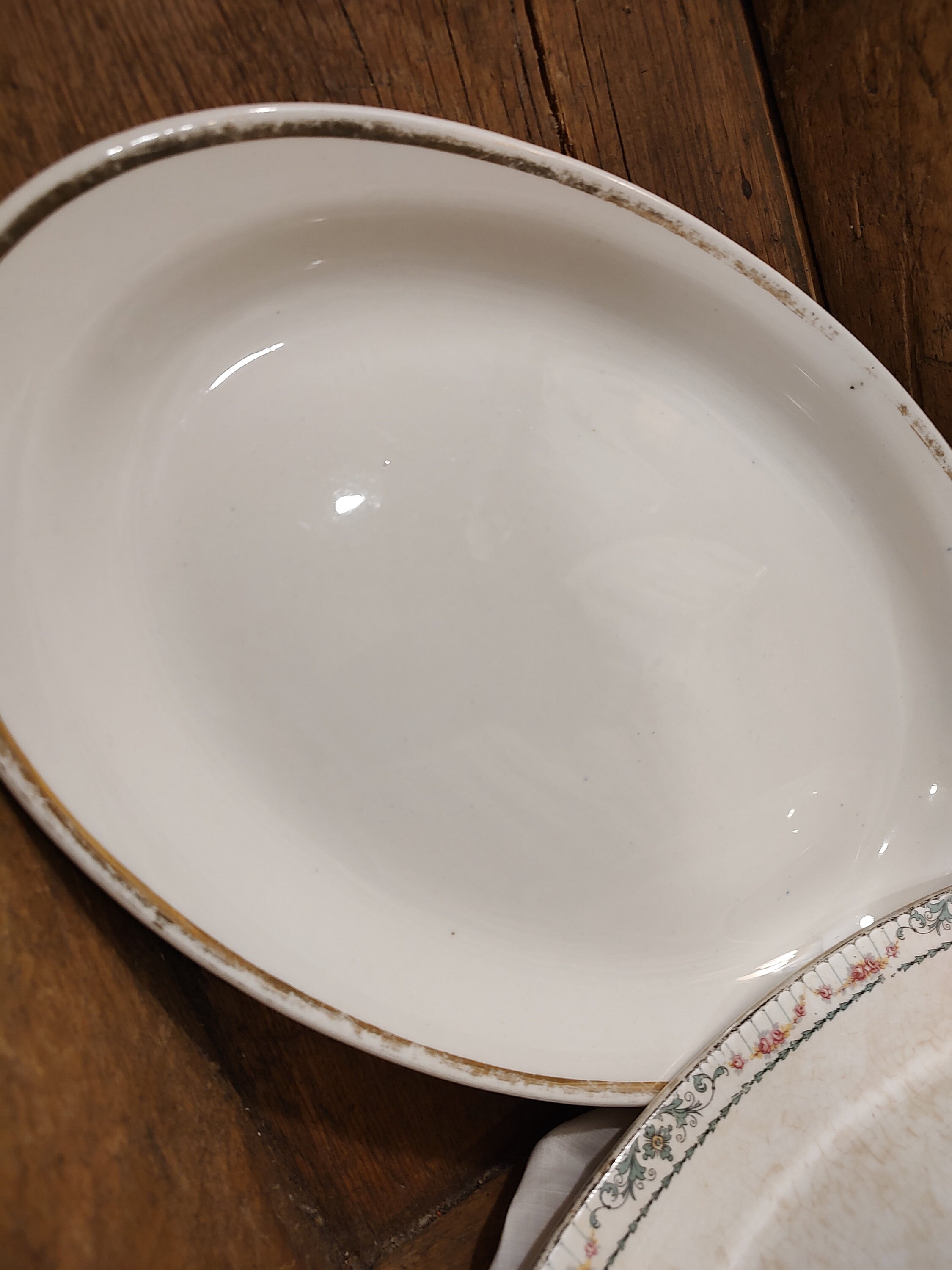 Pair of Ironstone Platters Antique/vintage Homer Laughlin, White/gold ...