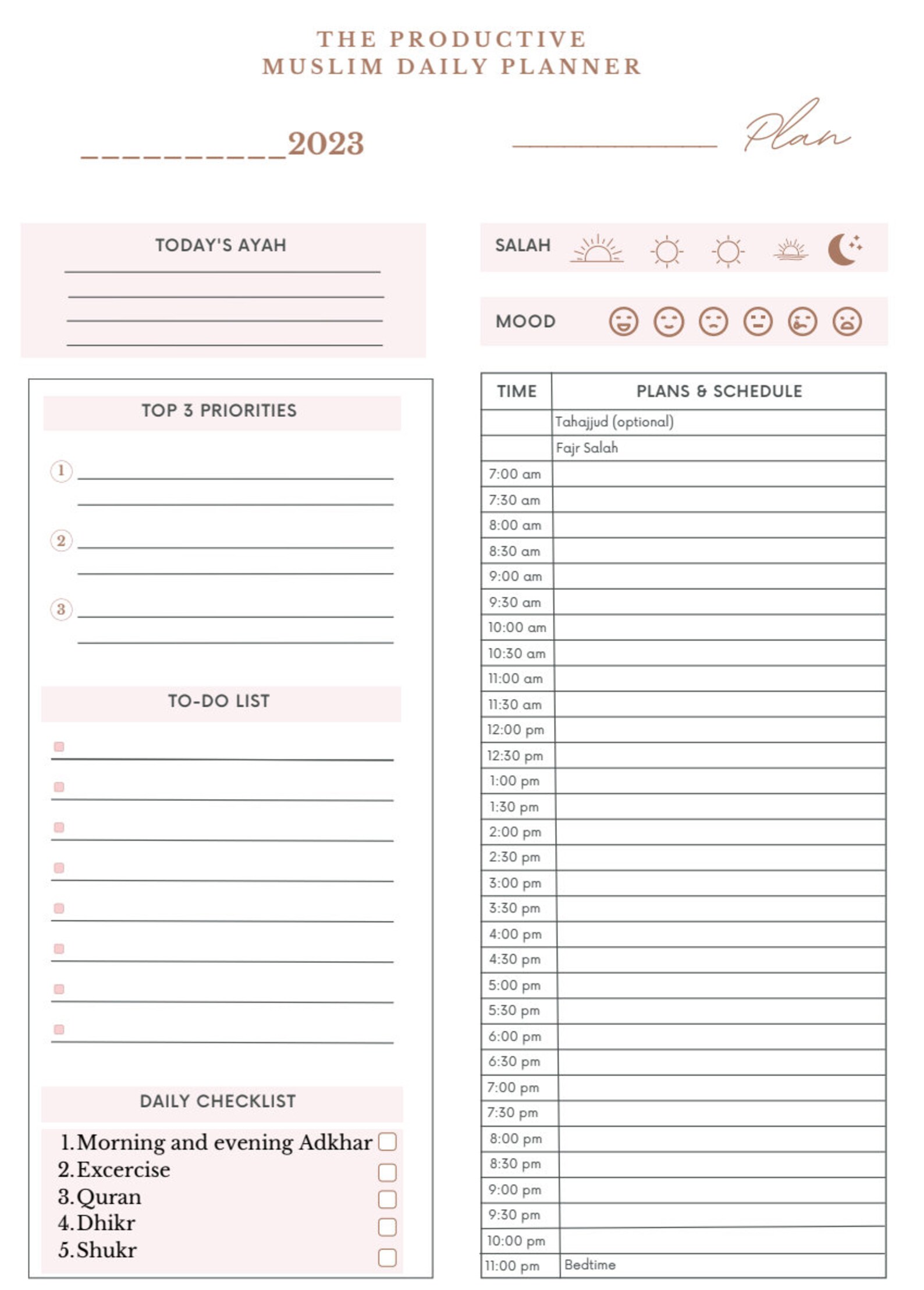 Editable Daily Muslim Planner, Muslim Diary 2023, Productive Muslim ...