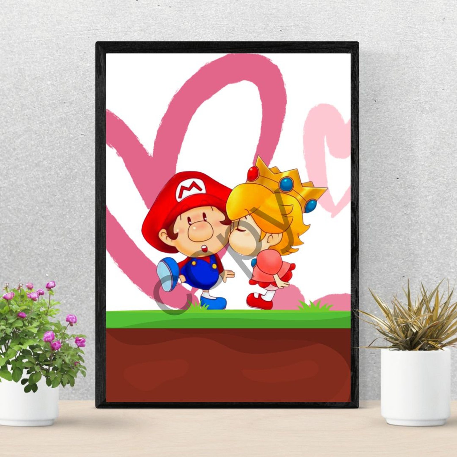 MARIO and Peaches LOVE Poster Digital Clip Art Printable Poster 18"x 24 ...