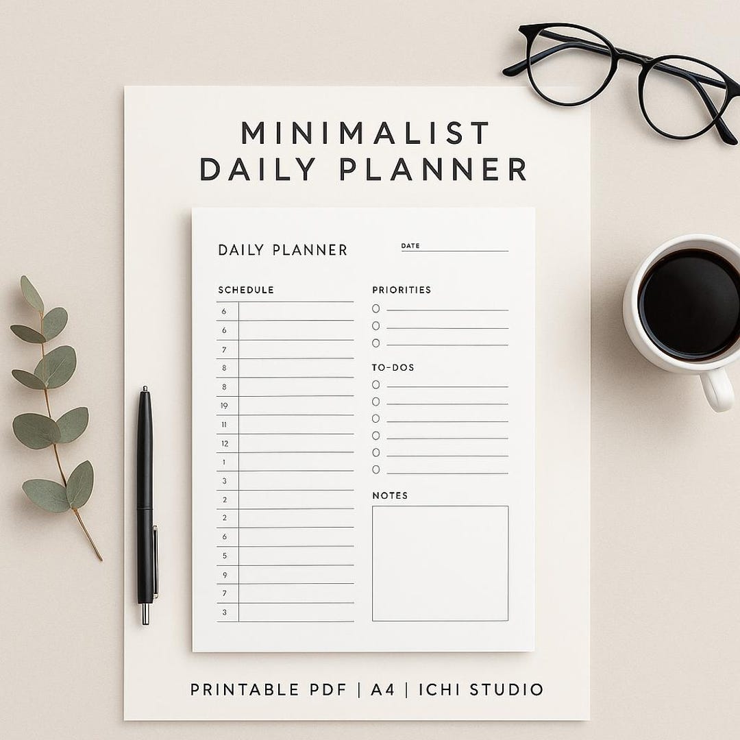 Minimalist Daily Planner Printable | A4 Clean Design PDF | Undated ...