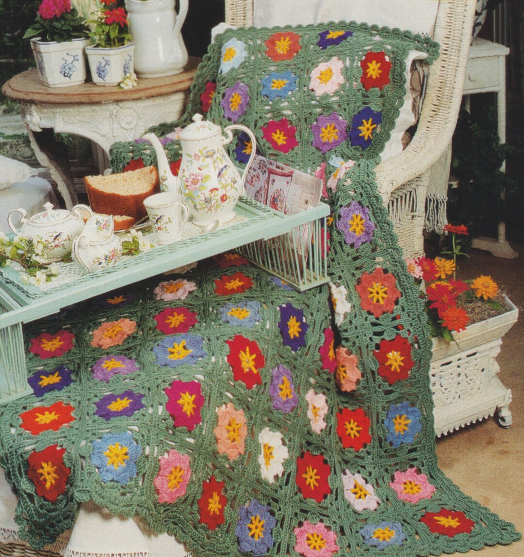 Pretty Posies: Afghan Blanket Crochet Pattern - Etsy
