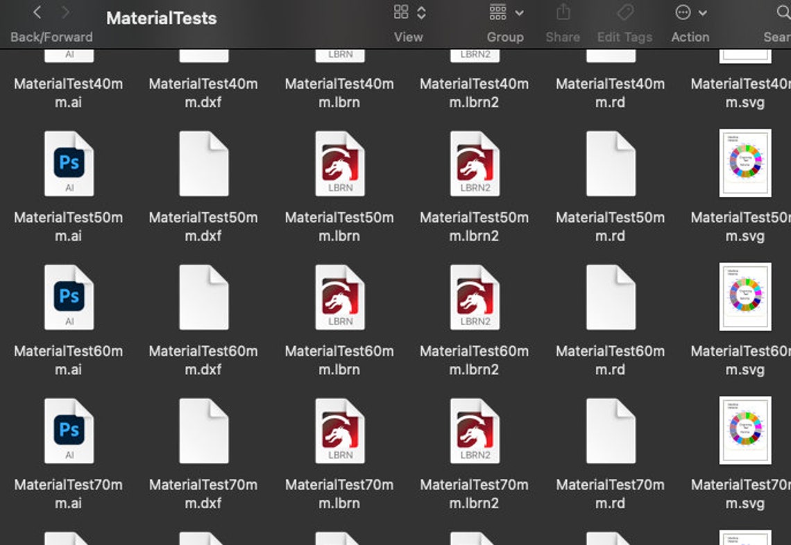 Material Test SVG Files Laser Engraving DXF Rdworks Lightburn Multiple ...