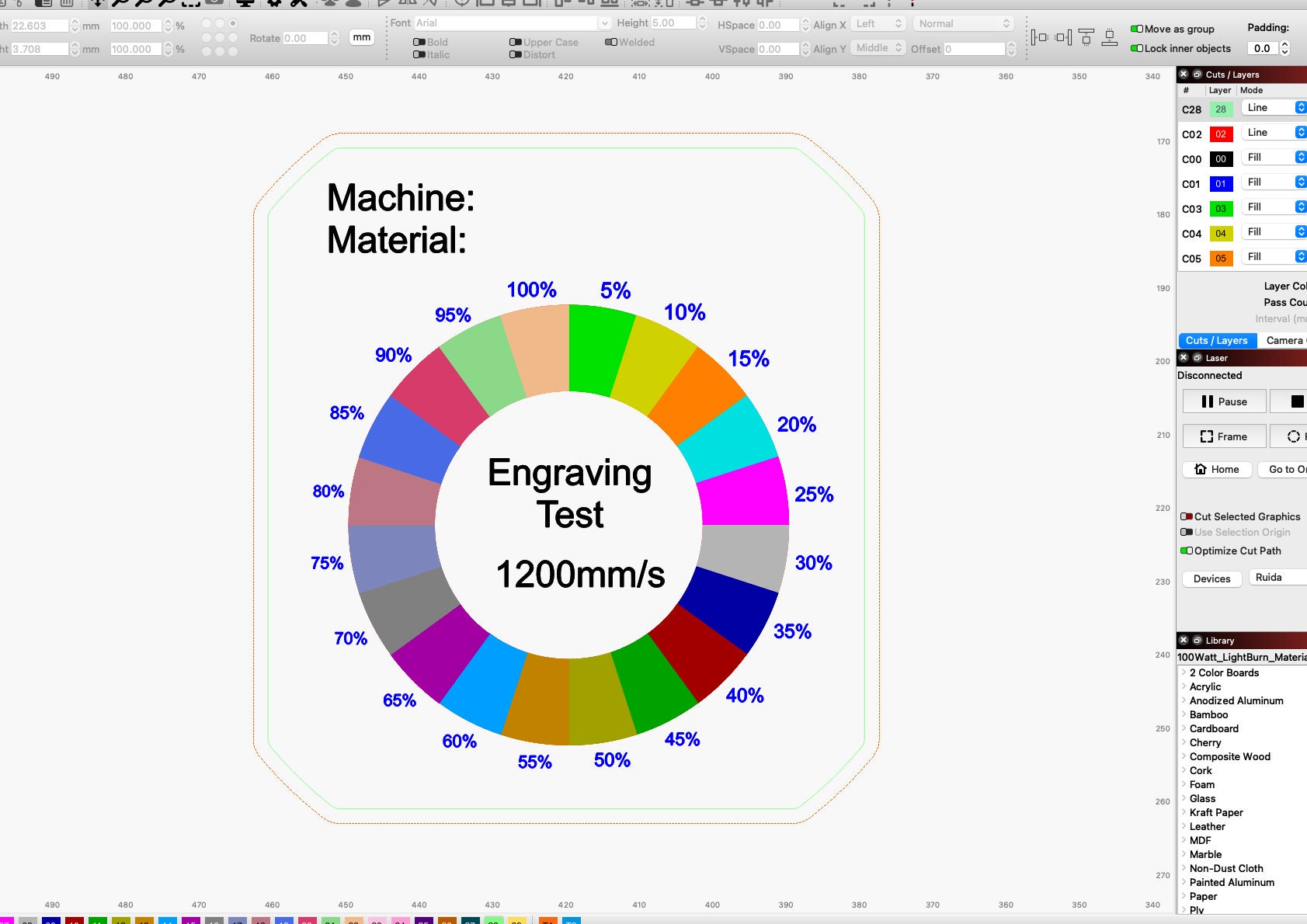 Laser Engraving Material Test Files: SVG DXF Rdworks Lightburn (digital ...