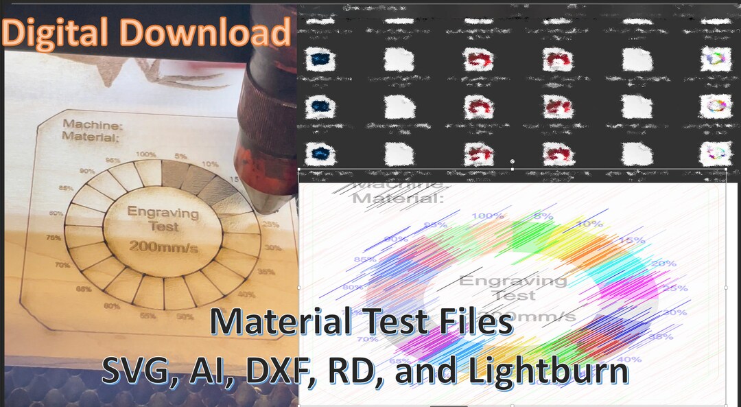 Laser Engraving Material Test Files: SVG DXF Rdworks Lightburn (digital ...