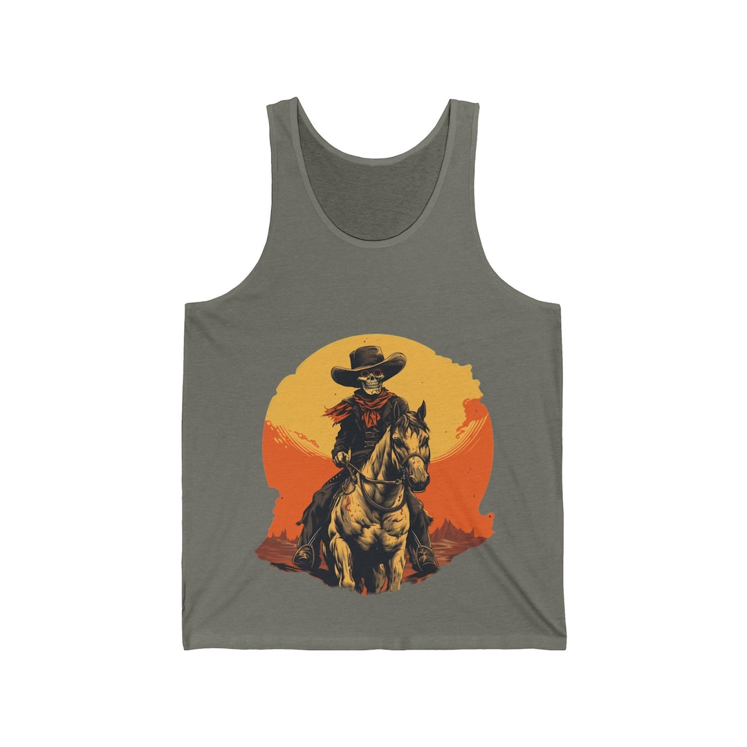 Unisex Tank Death on Horseback Skeleton Ride 'em Cowboy Saddle Giddy up ...