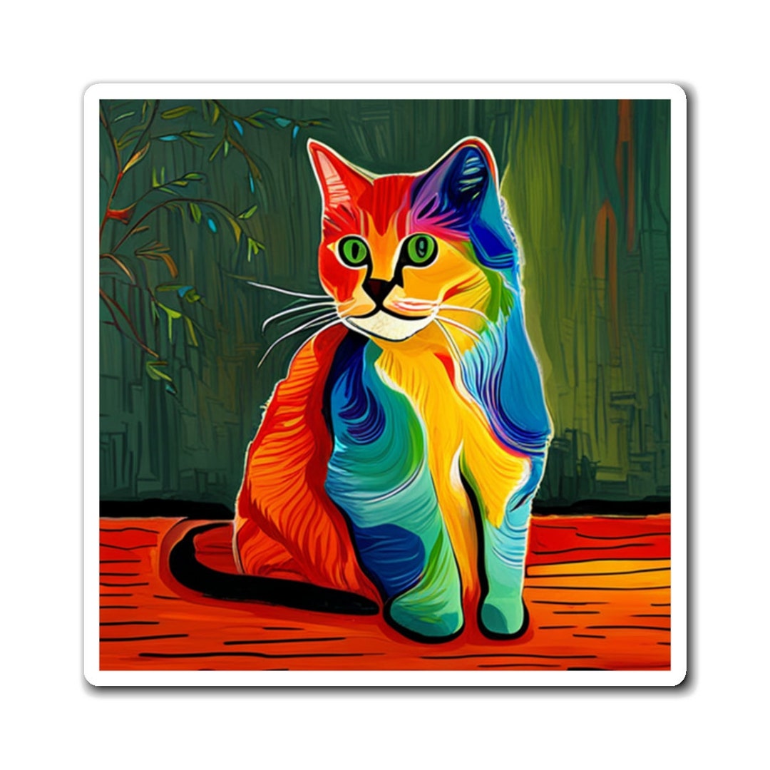 Magnet El Gato Meow Rainbow Calico Cat Painted Matisse - Etsy