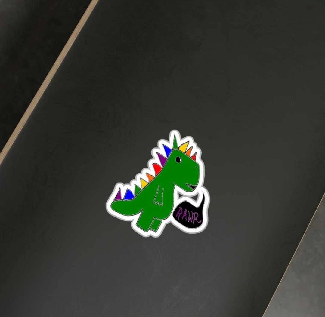 RAWR Rainbow Tyranosaur Kiss-cut Vinyl Decals Dinosaur Cartoon Fun - Etsy