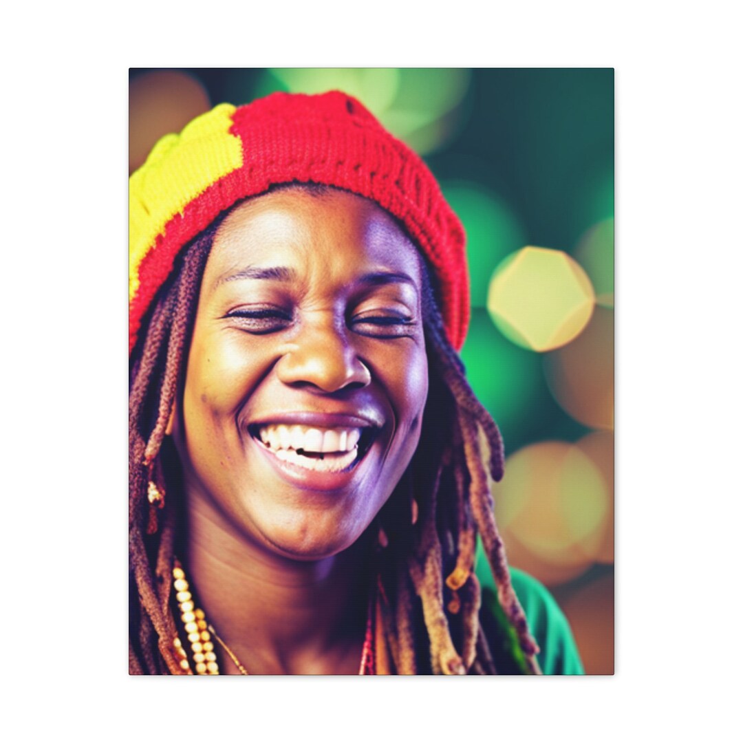 Laughing Rasta Woman Caribbean Dark Skin Representation - Etsy