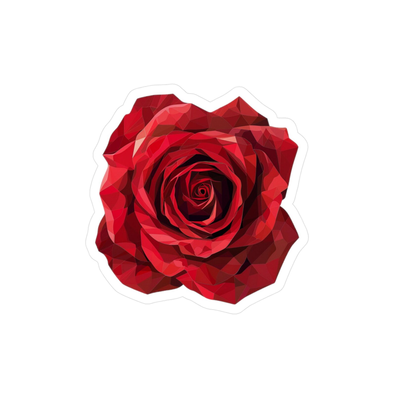 Kiss-cut Cartoon Geometric Rose Rosebud Flower Red Pretty - Etsy