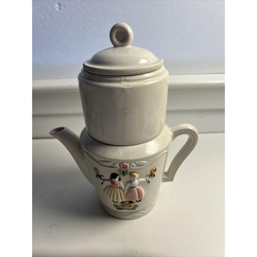 Vintage 1940 Large Porcelier Teapot/diffuser Vitreous China Dutch Girl ...