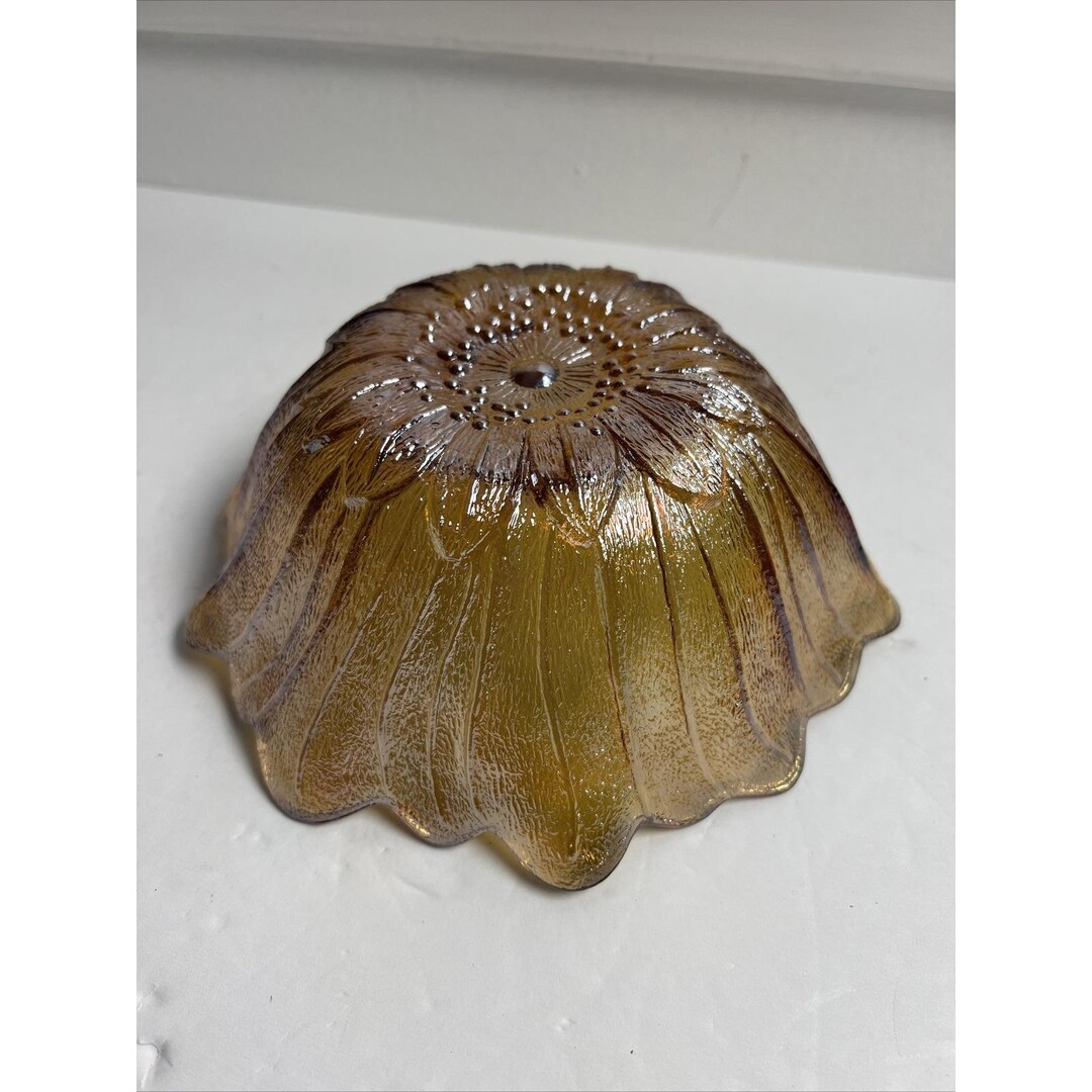 Vintage Depression Carnival Glass 7" Bowl Amber Marigold Orange ...