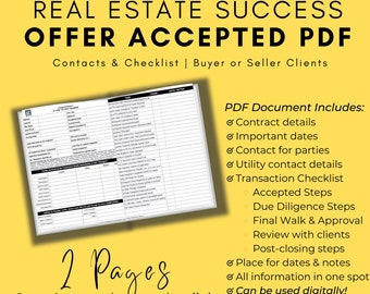 Real Estate Offer Checklist - Etsy