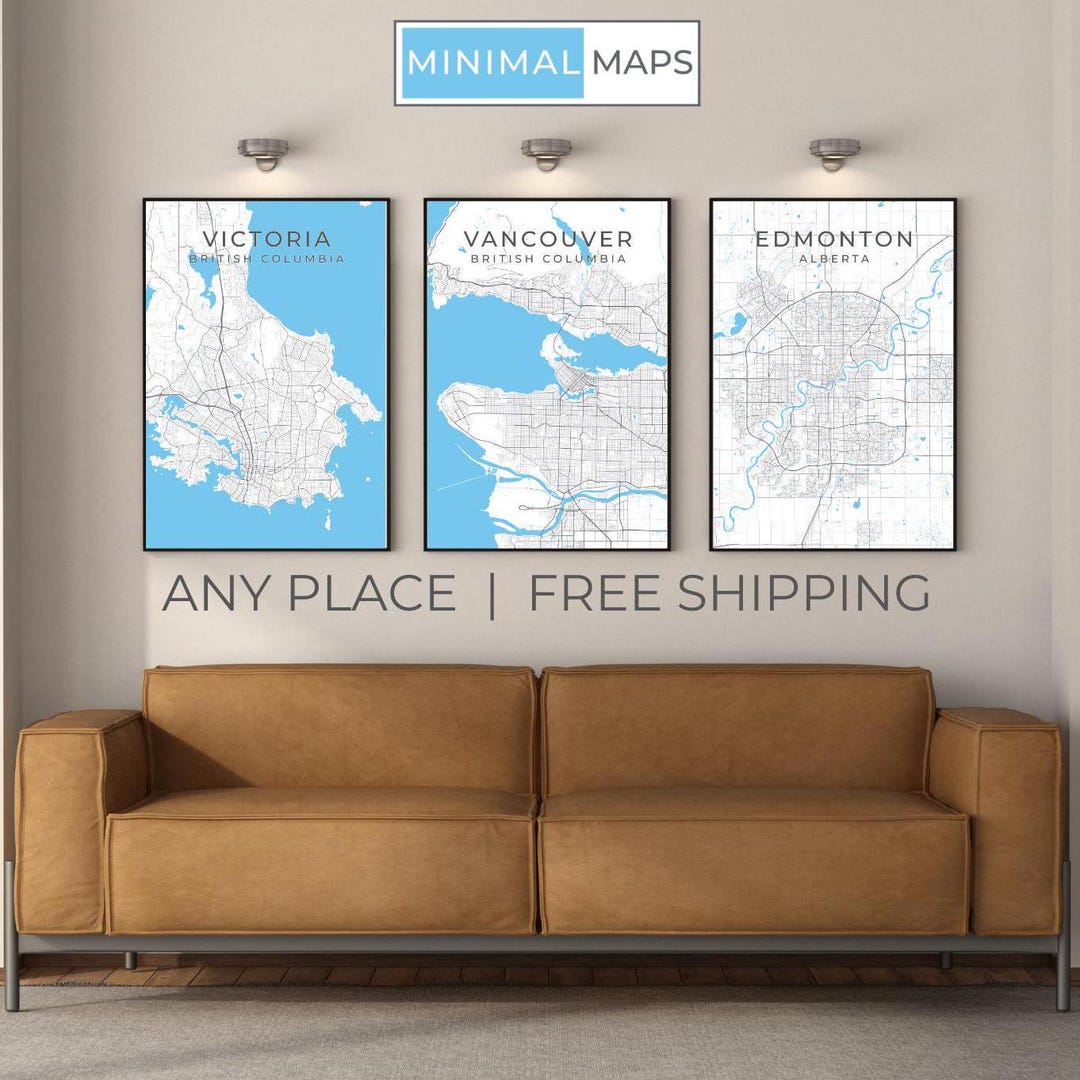 Personalized Minimalist Map Print - Custom City Design - Unique Modern ...