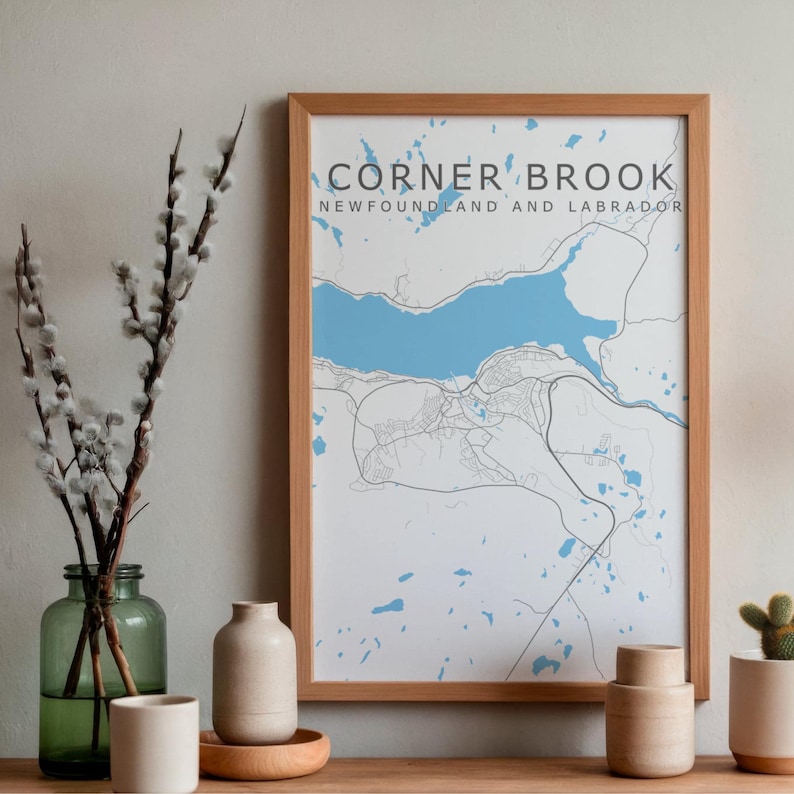 Corner Brook Map Print: Minimalist Wall Art (framed or Unframed) - Etsy
