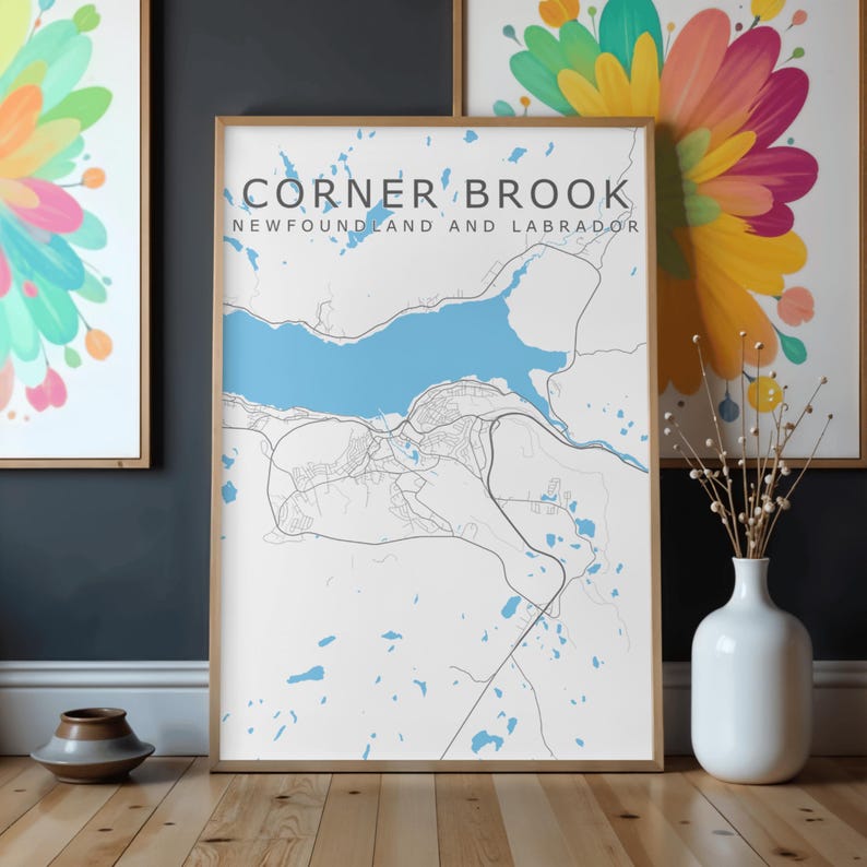 Corner Brook Map Print: Minimalist Wall Art (framed or Unframed) - Etsy