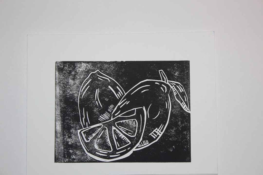 Lemons Linocut Print - Etsy