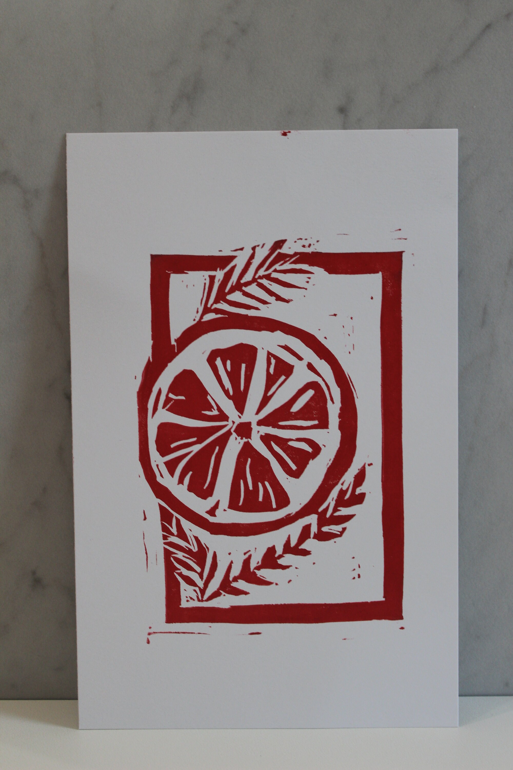 Slice of Citrus Print Linocut Print Print - Etsy