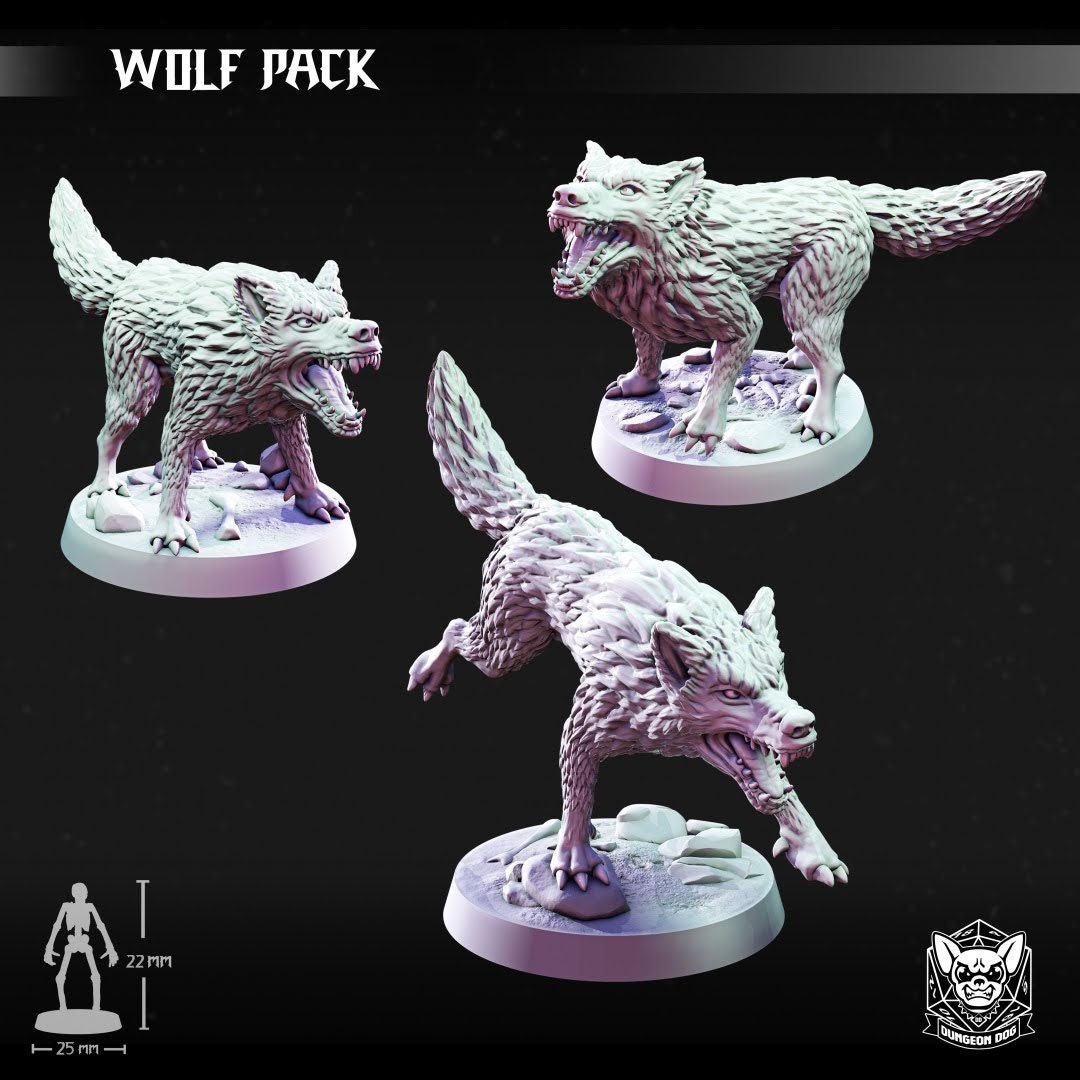 Wolf Pack Dnd Mini - 32mm Scale Miniature Dungeons and Dragons Model ...