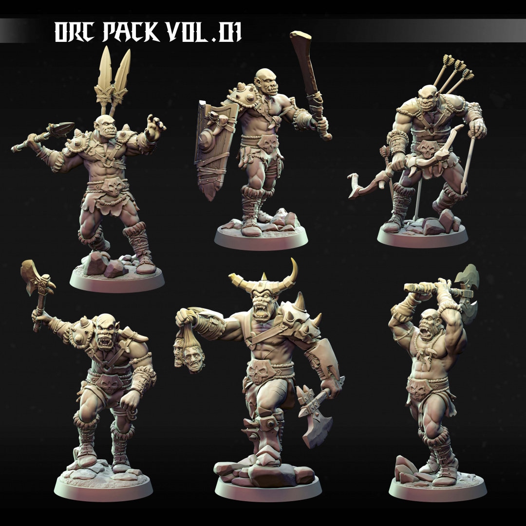 Orc Horde Dnd Minis 32mm Scale Miniature Dungeons and Dragons Model ...