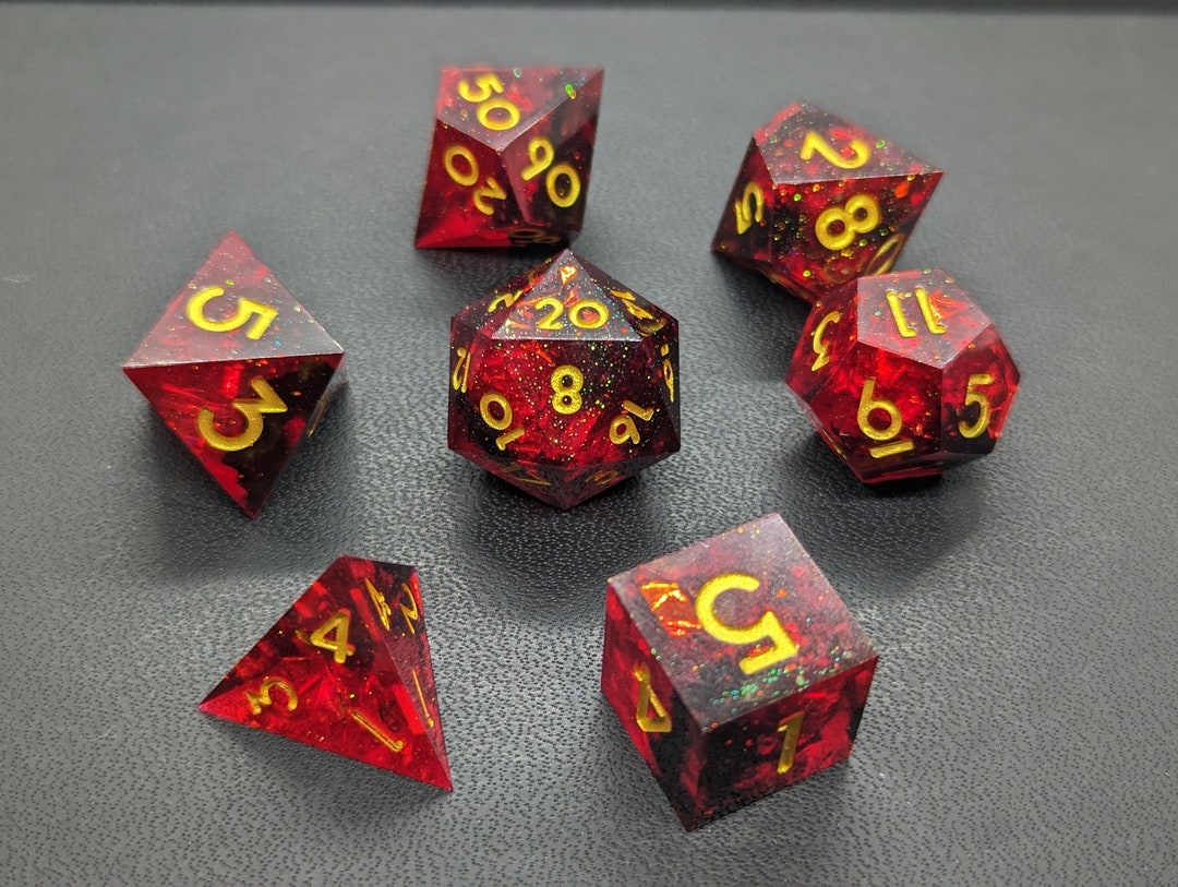 Dragons Fury Dnd Dice Set, Handmade Resin Sharp Edge D&D Dice Set for ...