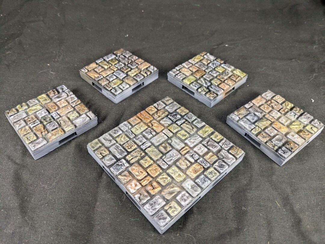 Cut Cobblestone Floor Modular Gaming Tiles With Magnetic Bases 3D ...