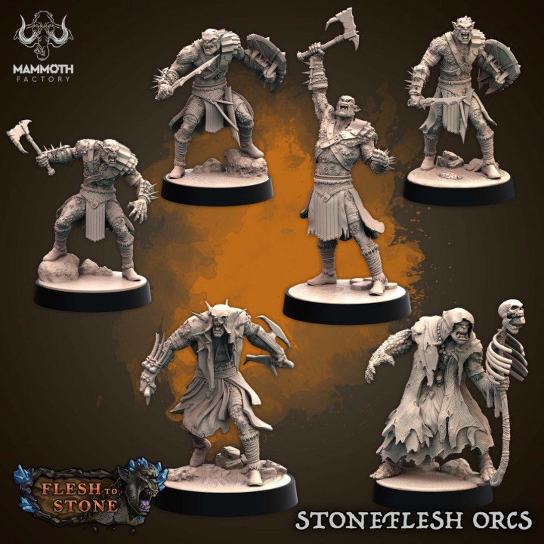 Stoneflesh Orc Army Monster Miniatures for D&D TTRPG Pathfinder 5e ...