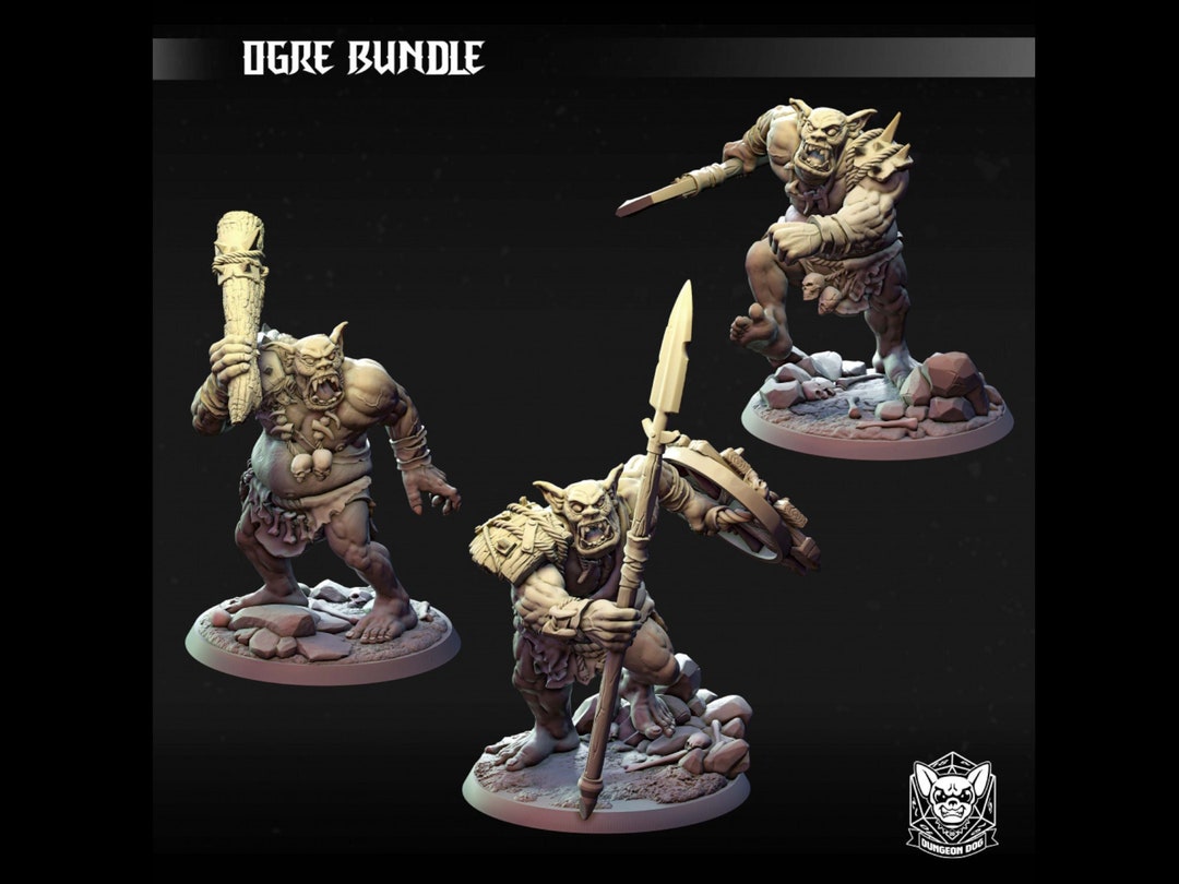 Ogre Bundle Dnd Minis - 32mm Scale Miniature Dungeons and Dragons Model ...