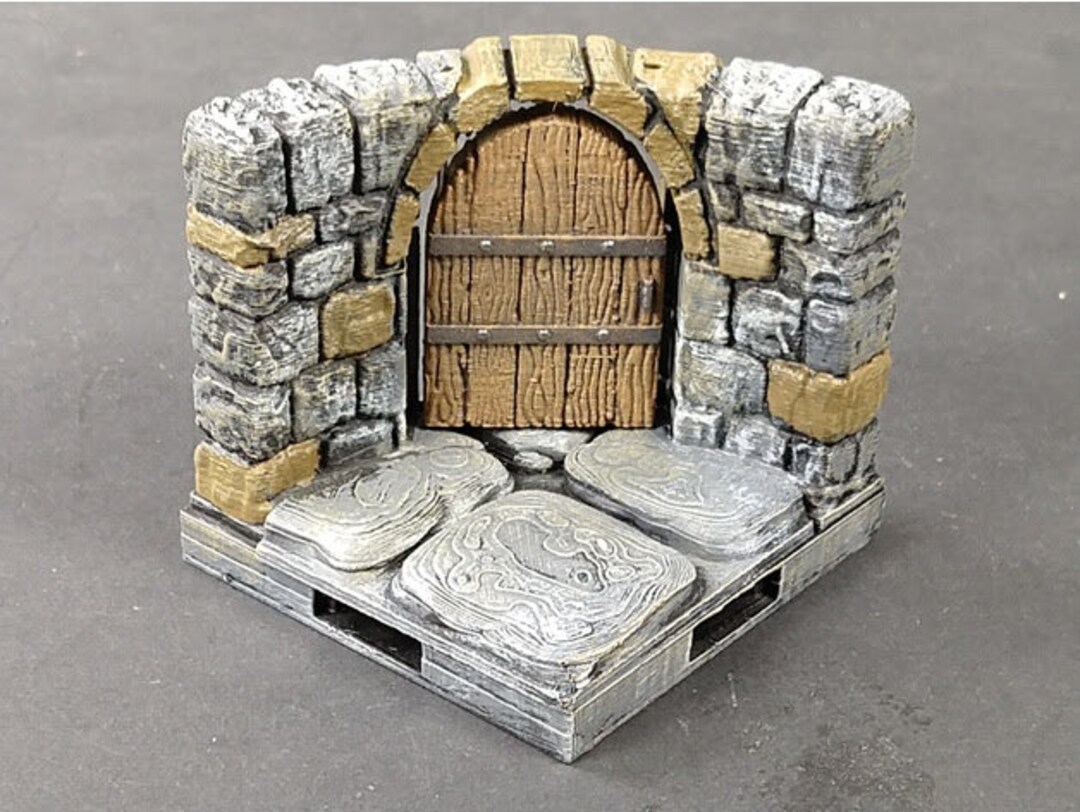 Dungeon Stone Curved Wall Door Modular Gaming Tiles With Magnetic Bases ...