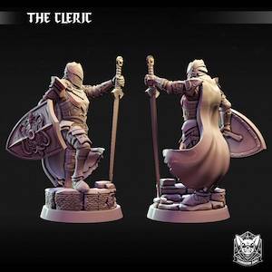 Human Paladin Miniature 32mm Scale Miniature Dungeons and Dragons Model ...